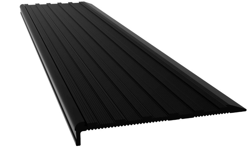 Aluminium Stair Nosing - S Series Black Anodised with Black Extruded Aluminium External Rated ...